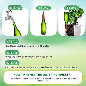 Tcamp 10 Pack Plant Watering Devices, Terracotta Plant Watering Spikes Wine Bottle Automatic Plant Waterer for Vacations, Self-Watering Stakes for Indoor Outdoor Plants