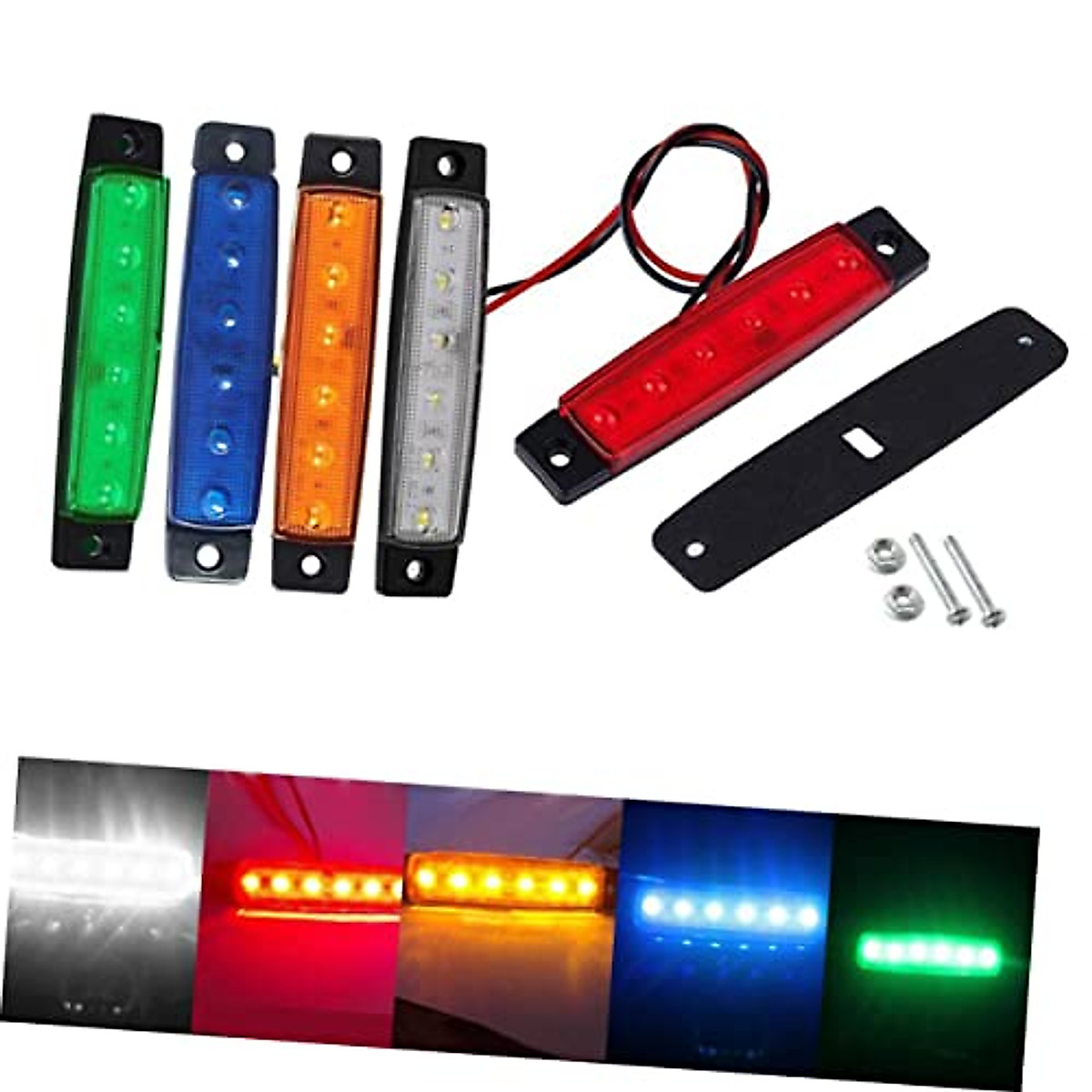 VICASKY Trailer Taillight 2pcs 6 Lights 12v Small Lights Taillight The Width Light Side Lights Truck Green Truck Indicators Signal Lights Light Lamp Side Marker