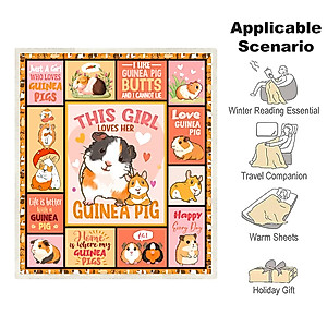 Juirnost Guinea Pig Fleece Throw Blanket for Girls,Just A Girl Who Loves Guinea Pigs Blankets,Super Soft Warm Cozy Fleece Guinea Pig Throw Blanket Gifts for Couch Sofa, 50"x60"