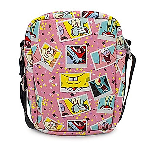 Buckle Down Nickelodeon Bag, Cross Body, Spongebog Friends Snapshot Collage, Pink, Vegan Leather, Spongebob Squarepants