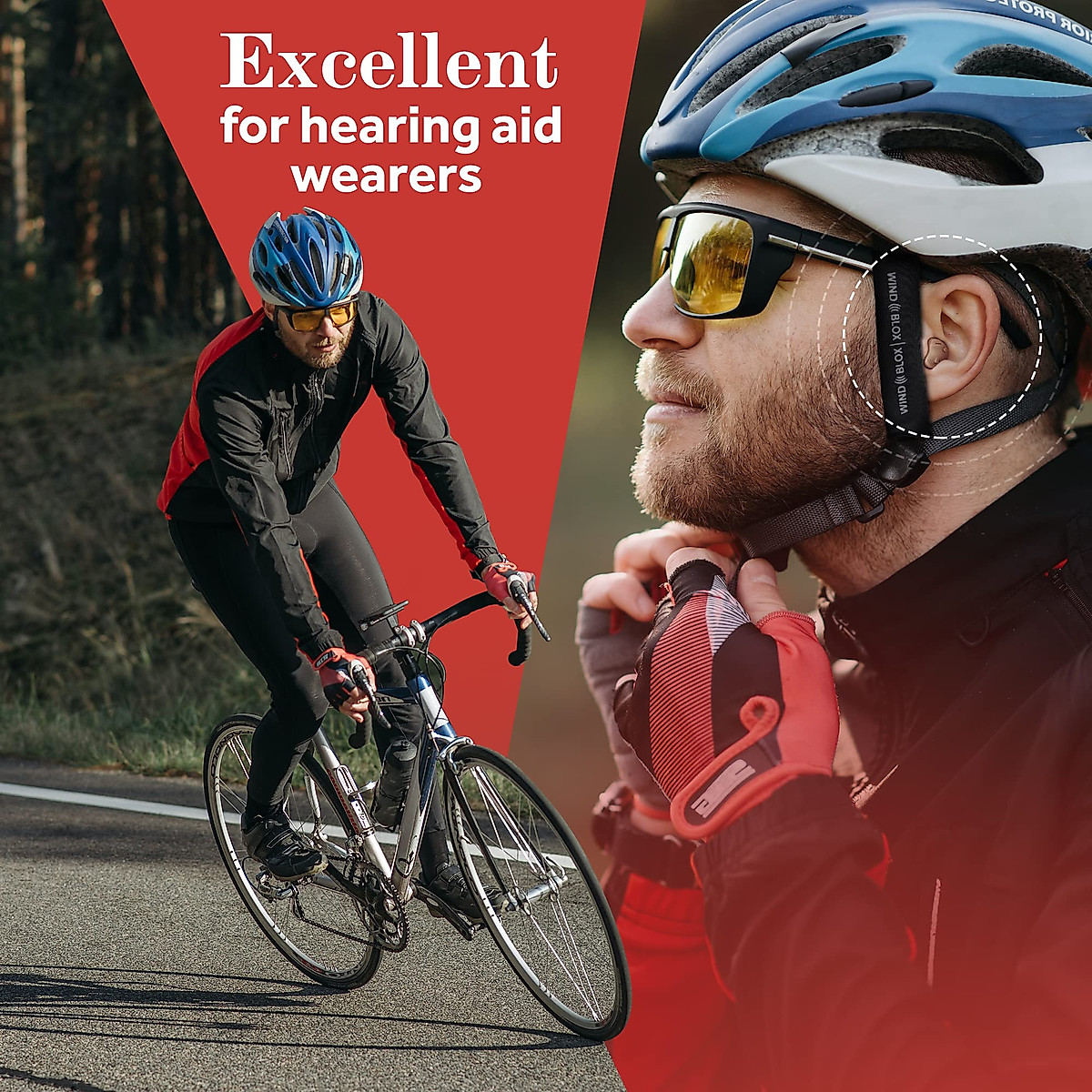 Wind-Blox Pro Noise Block Helmet Attachment Strap, Noise Reduction Bicycle Helmet Accessory, Wind Blocker Biking and Cycling Gear, Helmet Add-On with Adjustable Straps