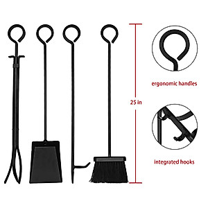 Amagabeli 30.7in Tall Fireplace Log Rack with 4 Tools Bundle Fireplace Bellows Large 15.5"x 7"