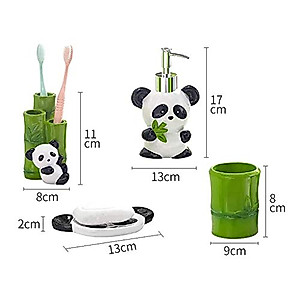 Liquid Hand Soap Dispenser for Bathroom Lovely Panda and Bamboo Bathroom Accessories Set of 5 Pcs Children's Bathroom Accessories Set Tumbler, Tooth Brush Holder and Soap Dispenser Premium Kitchen Soa