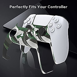 BEJOY PS5 Controller Faceplates Accessories with 6 Thumbs Grips, Replacement Decoration Controller Shell for Playstation 5 DualSense Controller (Camouflage Green)