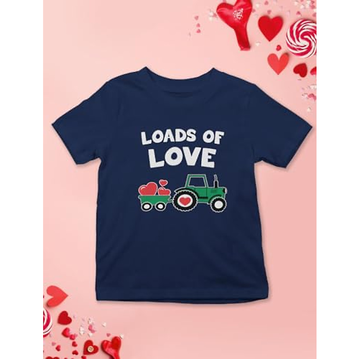Valentine Day Shirt for Boys Loads of Love Valentines Toddler Kids Shirts 2T Navy