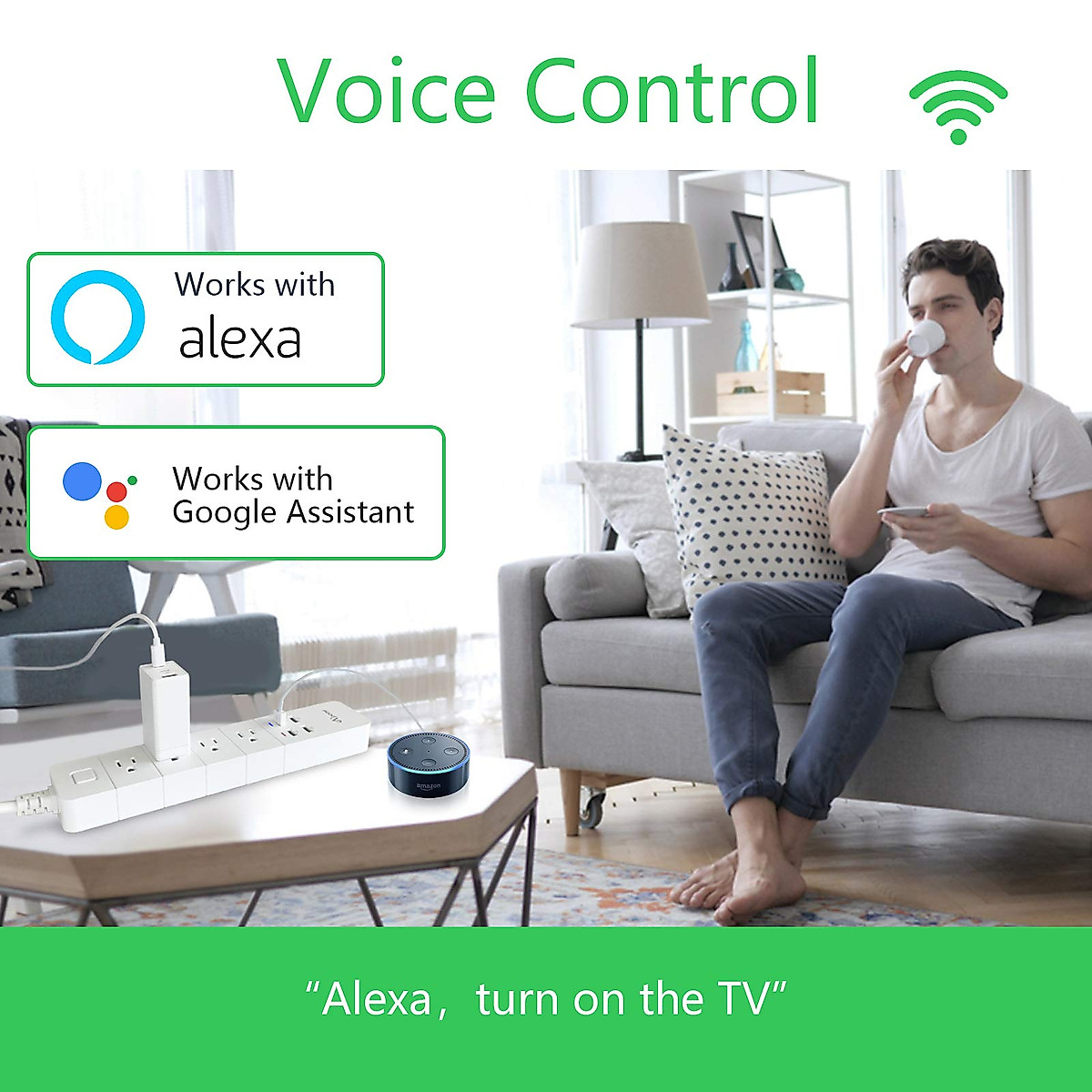 Smart Plug Power Strip Surge Protector with 4 Individually Controlled Apone Smart Outlets and 4 USB Ports, Compatible with Alexa & Google Home, No Hub Required