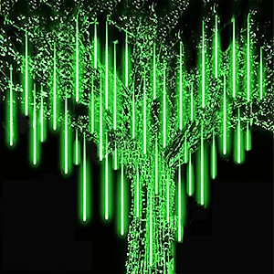 GUOYUYU Meteor Shower Rain Light 50cm 10 Tubes 480 LED Waterproof Falling Rain Lights Snow Falling for Home Decor Wedding Garden, Green