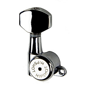 Hipshot Grip-Lock 6 inline Enclosed 21mm Post Locking Tuners - Chrome - Non-Staggered