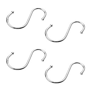 MroMax Stainless Steel S Hooks,80mm/3.15" Silver S Shaped Hook Hangers for Kitchen Bathroom Bedroom Storage Room Office Outdoor Multiple Uses, 4Pcs