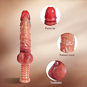 9.6-Inch Handel Realistic Dildo, Silicone Penis Adult Sex Toy with Lifelike Texture, Veins, and Glans, Flexible Shaft with Curved Shape and Testicles for Vaginal G-spot and Anal Prostate Stimulation.