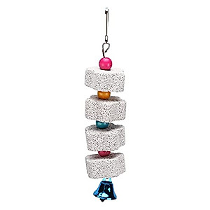 Parrot Beak Grinding Stone Chewing Toys Bird Teeth Lava Block Calcium Supplement Food Hanging String Toy for Budgies Parakeet ockatiel Hamster Rat