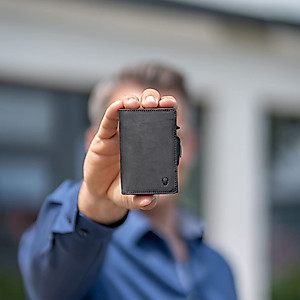 DONBOLSO Wallet Flip I Slim Wallet with Flip Case I Leather Purse with RFID Protection I Card Holder for Up to 10 Cards I Mini Wallet for Men and Ladies I Without Coin Pocket I Vintage Black