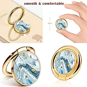 JIAXIUFEN Cell Phone Ring Stand Finger Holder Marble Glitter Grip Kickstand 360° Rotation Metal Ring Grip for Magnetic Car Mount Compatible with iPhone Samsung Galaxy Pixel All Smartphone Blue