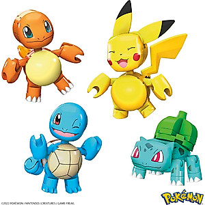 MEGA Pokémon Building Toys Set Kanto Region Team with 130 Pieces, 4 Poseable and Articulated Characters, 2 Inches Tall, for Kids