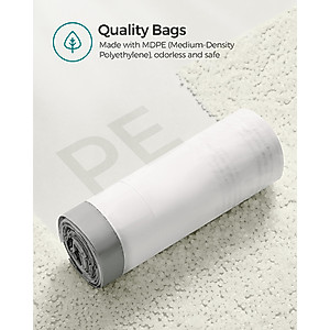 SONGMICS Trash Bags for 12-14.5 Gallon (45-55L) Trash Cans,80 Count Drawstring Kitchen Garbage Bags, Pre-Separated, Liner Code 055A01, 2 Rolls,White UKRB055A02
