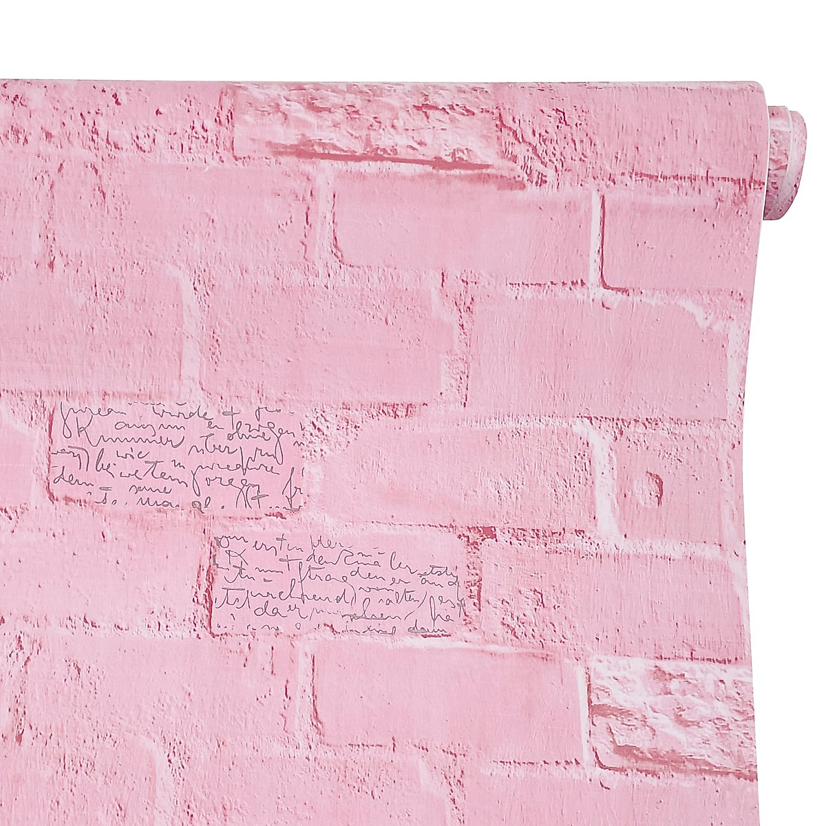 LovingWay English Quotes Drawer Liner 17.7x177 Inch Decor Classroom Wall Easy-to-Install PVC Corner Shelving Paper Pink Bricks