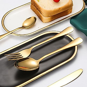 LOOKATHOT Superior 1810 Silverware Set, 24-Piece Stainless Steel Flatware Set Service for 6,Tableware Cutlery Set for Home and Restaurant, Mirror Polish, Dishwasher Safe