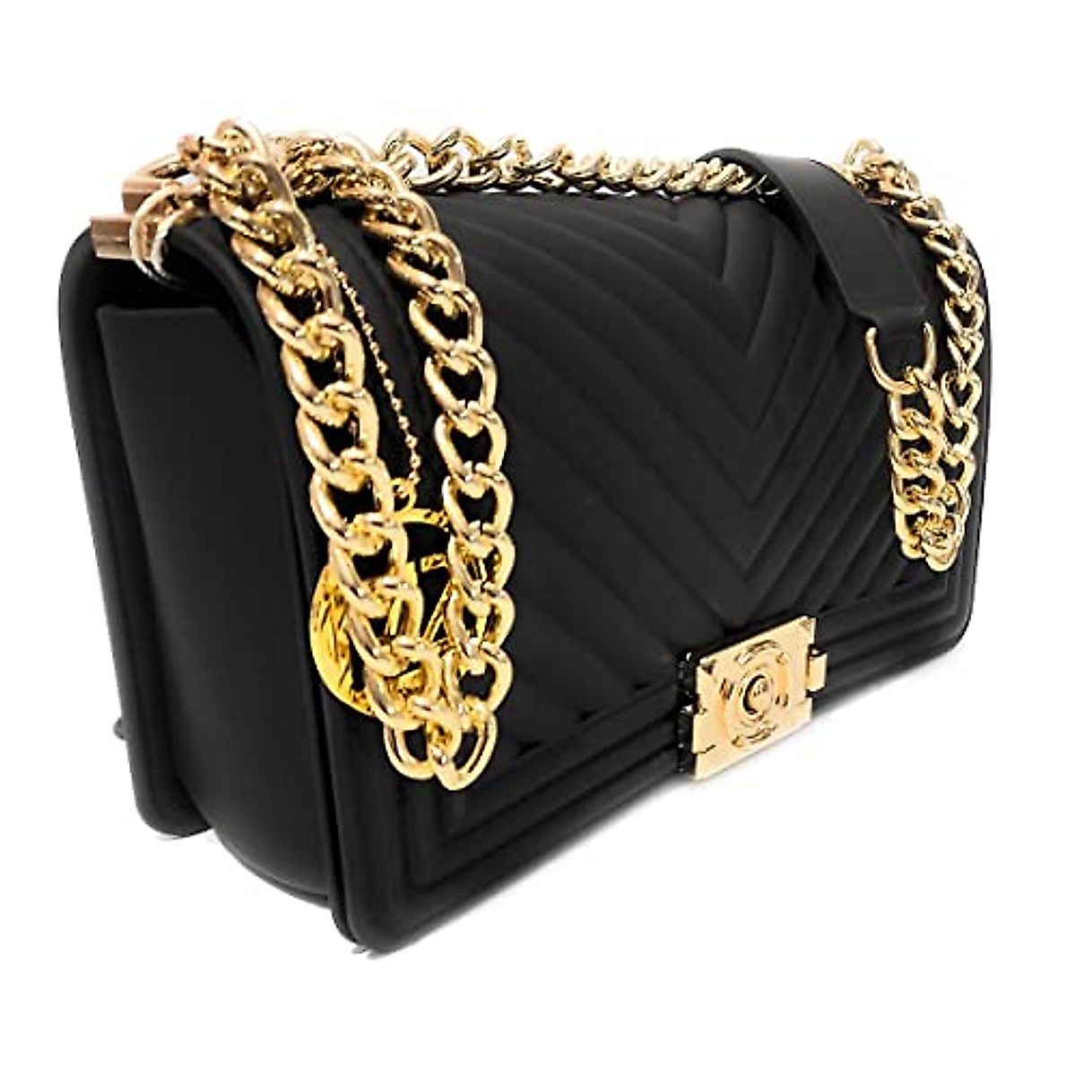 MariaKinz Jelly Crossbody/Shoulder Purse (Black Chevron)