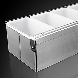 New Star Foodservice 48049 Stainless Steel Condiment Dispenser with 6 Compartments (NO ICE TRAY INCLUDED)