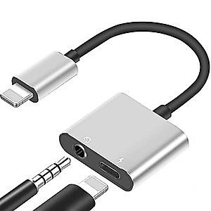 [Apple MFi Certified] Lightning to 3.5 mm Headphone Jack Adapter for iPhone, 2 in 1 Lightning to 3.5mm AUX Audio Charger Splitter Compatible with iPhone 13 12 11 XS XR X 8 7 Audio Earphone Adaptor