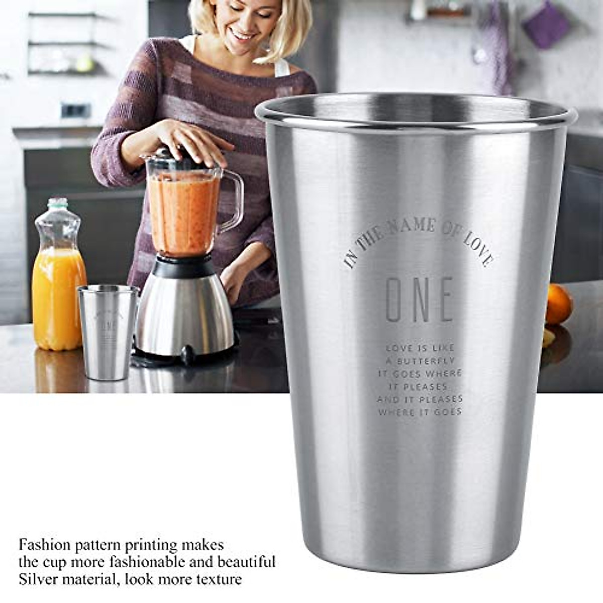 Stainless Steel Bottle, Stainless Steel Mug 4.9 * 3.5In Mug, Stainless Steel Measuring Cup Stainless Steel Cups for Drinks Coffee Water