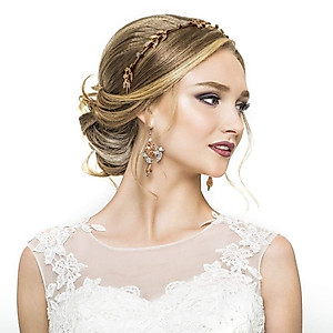 NODG 2 Pieces Leaf Tiaras for Women Silver-Leaf Headbands Crystal Gold Tiaras for Women Bridal Headpiece Wedding Headbands Hair Accessories Jewelry Tiaras and Crowns for Women