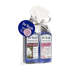 Dr Teal's Foaming Bath Holiday Gift Combo Pack (6 fl oz Total): Soften & Moisturize with Shea Butter & Almond Oil and Calm & Serenity with Rose Essential Oil. Treat Your Skin, Senses, and Stress