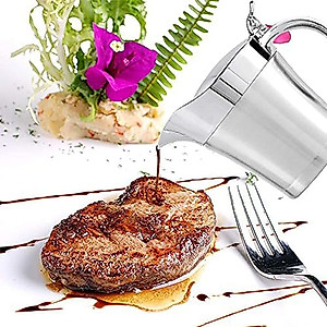 Gravy boat Stainless Steel Insulated Jug with Hinged Lid Ideal for Gravy or Cream at Thanksgiving, Stainless Steel Gravy Boat Sauce (450ML) (silver)