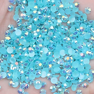 3000 Pcs Mixed 2-6mm Resin Rhinestone AB Color Flatback Jelly Resin Rhinestones Bling Glitter Diamond for Nail Art Face Makeup Bottles Tumblers Craft Decoreation (14 Light Water Blue AB)
