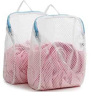 COMLIFE Set of 2 Delicates Honeycomb Mesh Laundry Bag，Use YKK Zipper，with Handle, Extra Large Opening, Side Widening Design, Baby Products, Face Cleansing Pads,Socks, Fine Knitwear Mesh Wash Bags (Blue)
