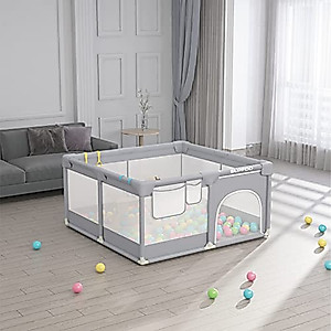 SUPFOO Baby Playpen,Playpen for Babies and Toddlers Thickened Sponges Ensure Safety,Play Yard for Baby with Storage Bag & Anti-Slip Base,Sturdy Safety Kids Activity Center (Size 47"x47"x27")