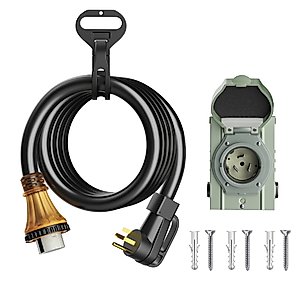 50 Amp 10FT Generator Cord and 50 Amp Generator Power Inlet Box,Emergency Power Combo Kit,125V/250V Generator Power Cord NEMA14-50P/SS2-50R Twist Lock Connector, for RV Camper and Generator to House