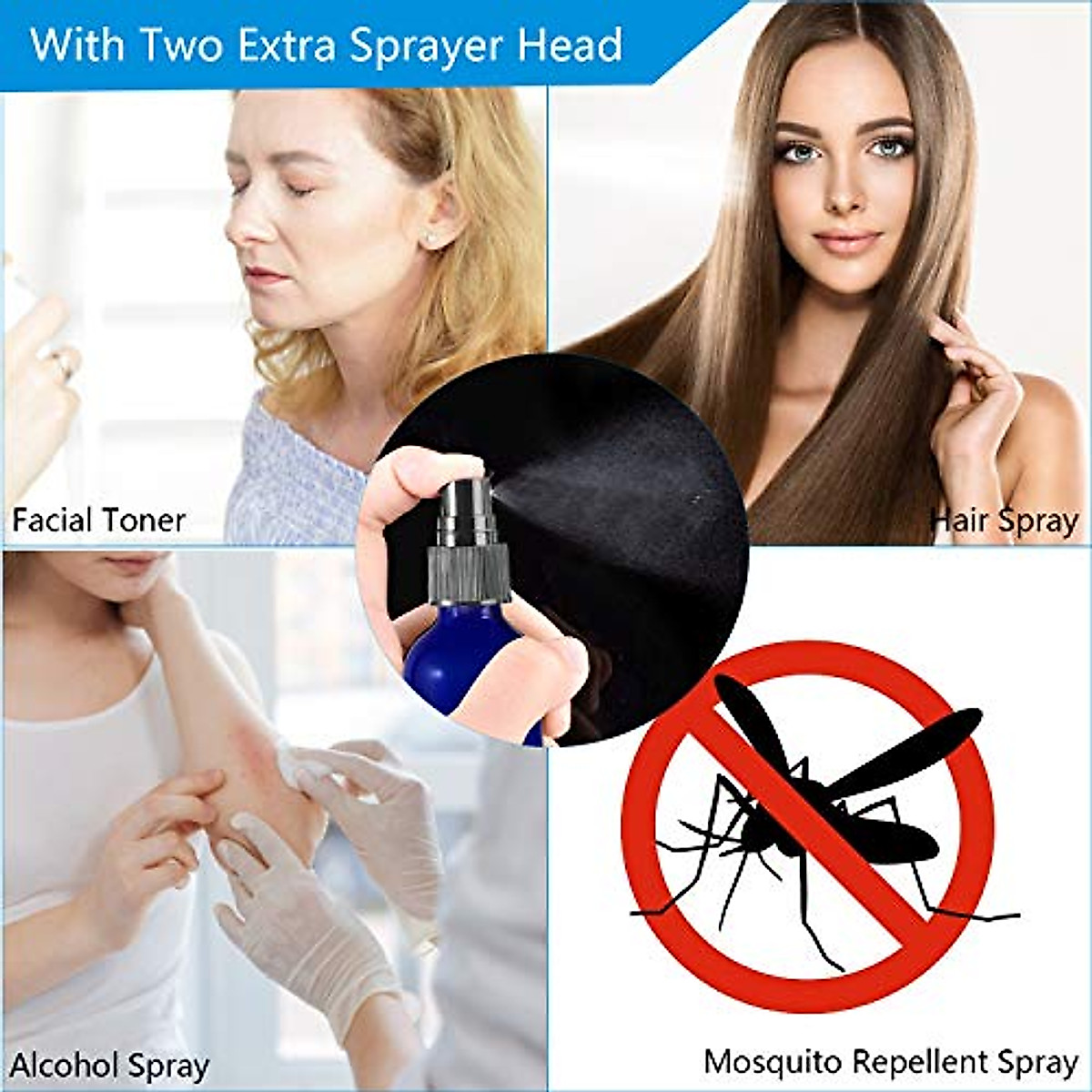 Ruckae Set of 24，1 oz Dropper Bottles with 2 Extra Fine Mist Sprayers, Funnel and Pen- 30ml Thick Cobalt Blue Glass Tincture Bottles with Eye Droppers - Leakproof Essential Oils Bottles