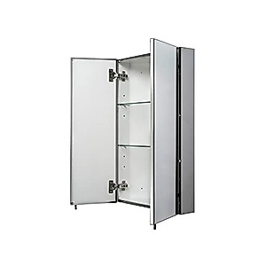 Croydex WC766105AZ Avisio Double Door Corner Bathroom, 27.6" H x 17.7" W Medicine Cabinet, Stainless Steel