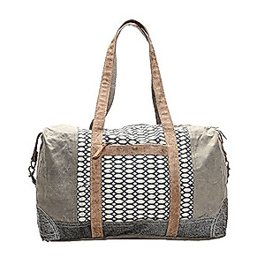 Myra Bag Honey Bee Cowhide & Upcycled Canvas Travel Bag S-1158