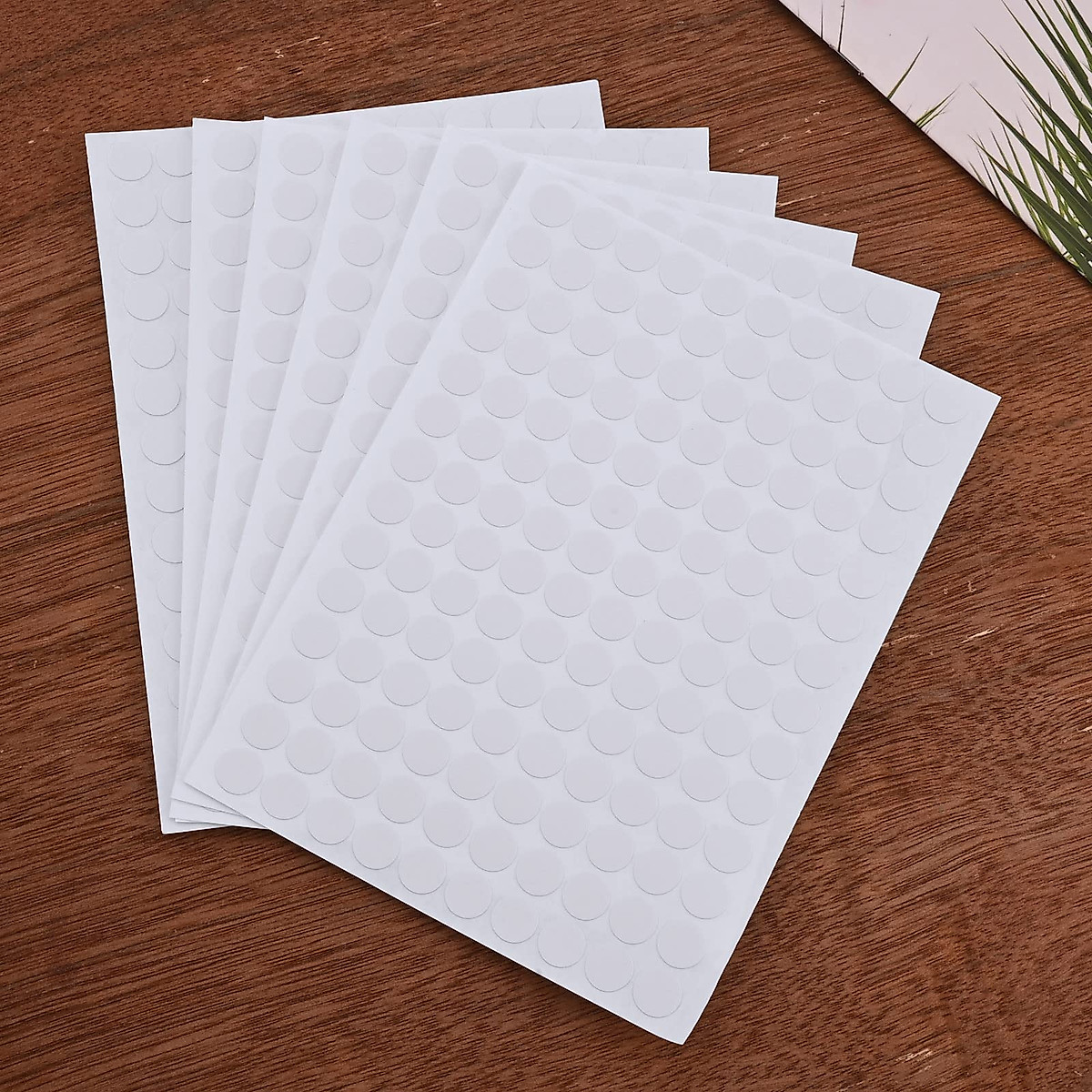 Bekecidi 6 Sheets 324pcs White Self-Adhesive Screw Hole Stickers, Plastic Screw Hole Cover Stickers Dustproof Screw Cap Covers for Wood Furniture Cabinets Screws (21mm)