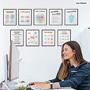Andi Cppss 9PCS Mental Health Posters for Wall Art, Emotional Counseling Wall Decor, Therapy Counseling Positive Encouragement Wall Art, CBT Therapy Wall Decor for Office, Anxiety Treatment Posters
