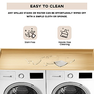 automoris Washer Dryer Countertop,Melamine Laundry Countertop with Edge Rails,27.5" W x 54" L Washer Dryer Shelf,Table Top for Washer and Dryer, Washer Dryer Work Surface (Oak)