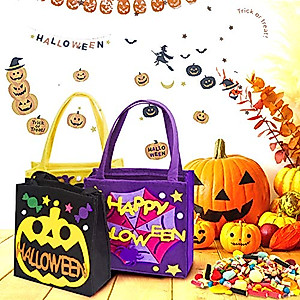 Xflyee Halloween Bags Trick or Treat Gift Bags Reusable Tote Bags Kids Toys Organizer Bags Shopping & Handmade Home Decor Bags for School with Handles 13.4''