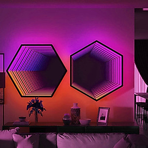 Casa Di Lumo Infinity Hexagon Mirror - LED Wall Lamp, Geometric RGB Colour Changing Wall Decor, Endless Magical Lighting, Holographic Portal (Small (11.8" / 30cm))