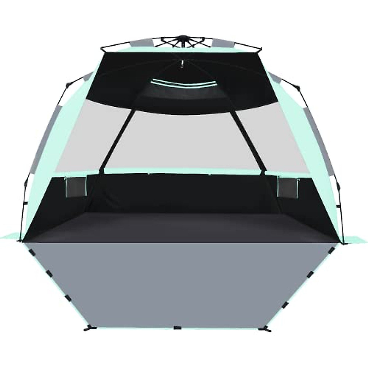 SEBOR Beach Tent, Deluxe XL Pop-up Beach Tent for 4-6 Person, UPF 50+ with Dark Shelter Technology, Easy Set Up and Portable Beach Tent Sun Shelter (Mint Green)