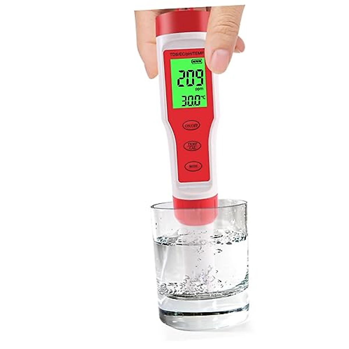 COSMEVIVI 4 Ph Pen Ec Meter Aquarium Ph Meter Ph and Meter Digital Water Quality Tester Ec Water Test Water Quality Monitor Digital Ph Tester Water Table Digital Water Ph Tester Red PVC