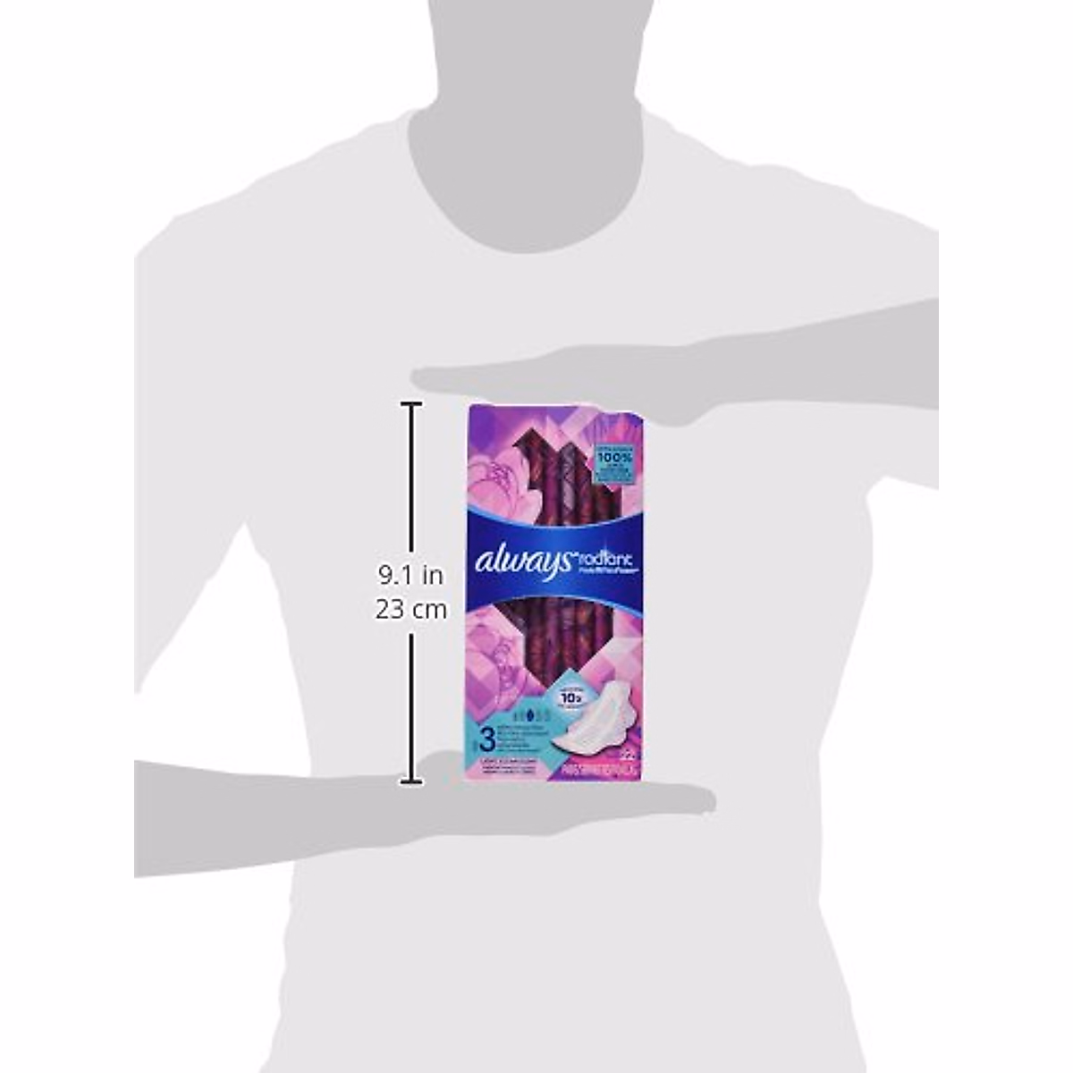 Always Radiant Pads, Size 3, Extra Heavy Flow Absorbency, Scented, 22 Count (Pack of 2)