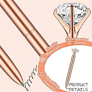 PASISIBICK 4 PCS Diamond Pens Bling Crystal Metal Ballpoint Pen Office Supplies, Rose Gold/Silver/White With Rose Polka Dots/Rose Gold With White Polka Dots, Includes 4 Pen Refills