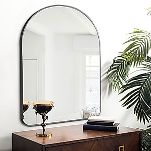 Natsukage 36"x24"Arched Wall Mirror Full Length Mirror for Wall Body Dressing Mirror for Bedroom Bathroom Wall-Mounted Mirror Hanging or Leaning Against Wall Aluminum Alloy Frame(Arched Black)