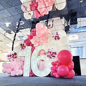 Pink and White Balloons, 70pcs White Pink Balloons Hot Pink for Birthday Wedding Party Decorations…