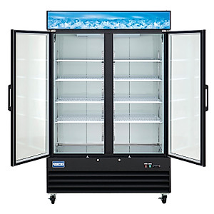 Kratos Commercial Freezer Display Merchandiser - 2 Self Closing Swing Doors, 53"W, Black (67K-210)