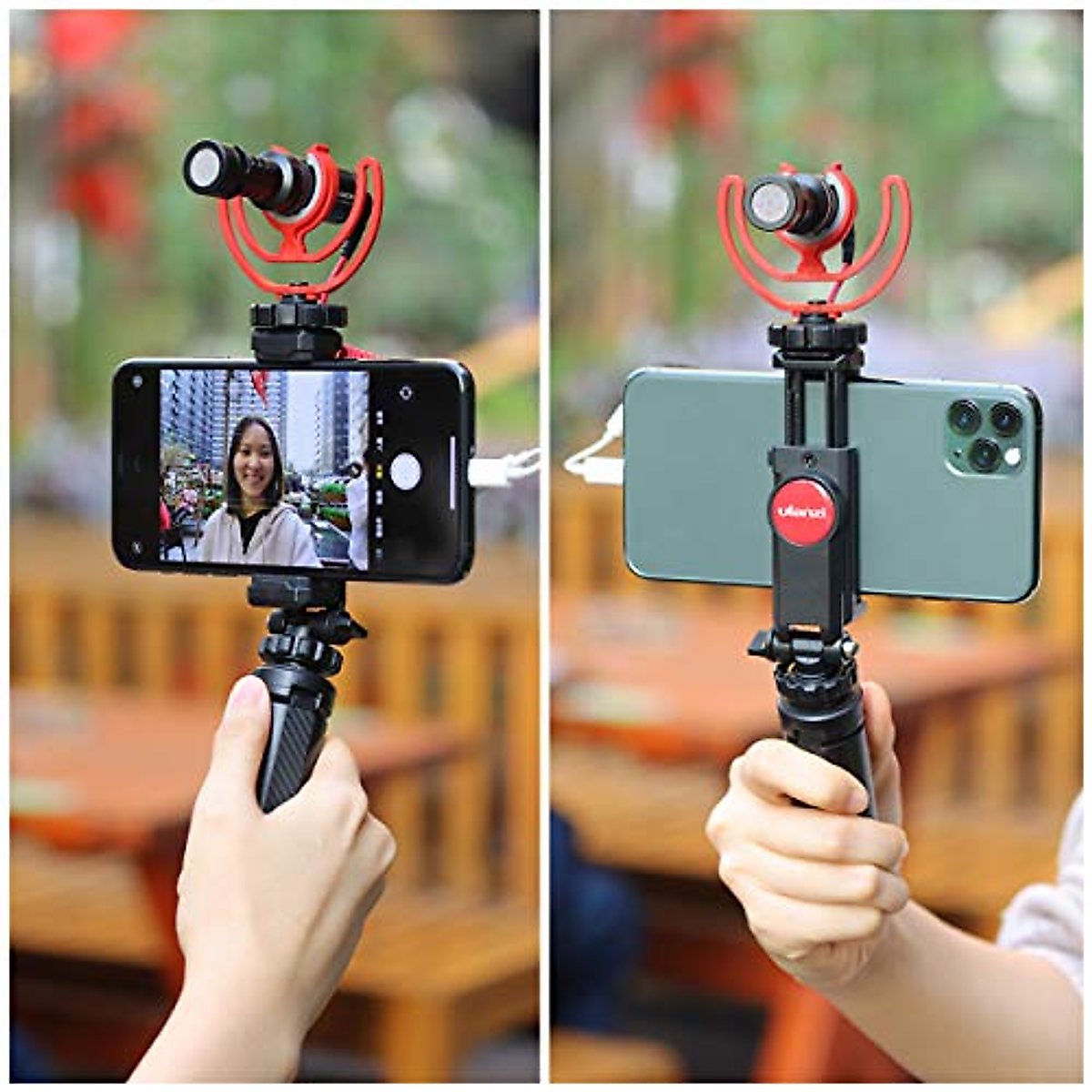 ULANZI Universal Phone Tripod Mount with Cold Shoe Mount, Rotates and Adjustable Clamp Holder Smartphone Clip Adapter for iPhone 11 Pro Max X XR Xs Max 8 7 Plus Samsung Galaxy s10 s9 Note10 Google