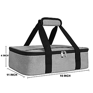 esouler Insulated Casserole Carrier Bag Hot & Cold Food Carrier Bag Lasagna Holder Lunch Bag for Picnics, Parties, Travel, Fits 9 x 13 Inches Casserole Dish-Grey