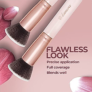 Flat Top Kabuki Foundation Brush - Premium Makeup Face Brush For Liquid, Cream, Powder - Blending, Buffing, Stippling Brush - Pro Quality Synthetic Dense Bristles